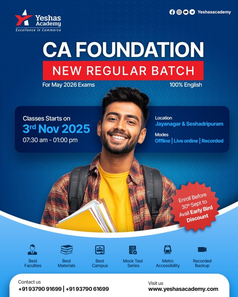Best CA, CS, ACCA & PU Coaching in Bangalore | Yeshas Academy